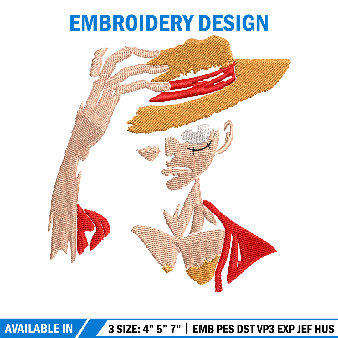 Monkey D. Luffy embroidery design, One Piece embroidery, em | Inspire ...