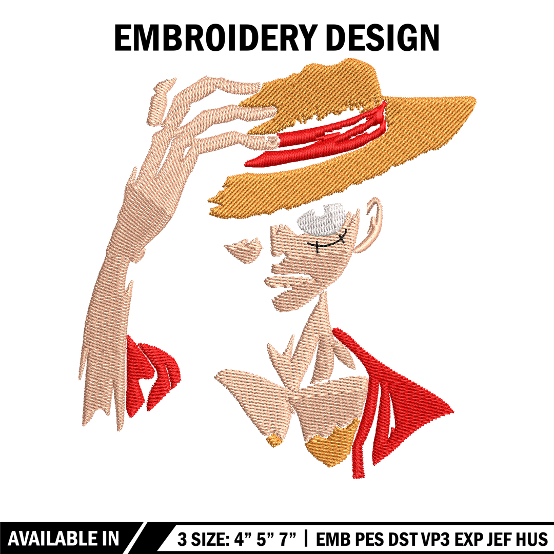 Monkey D. Luffy embroidery design, One Piece embroidery, em | Inspire ...