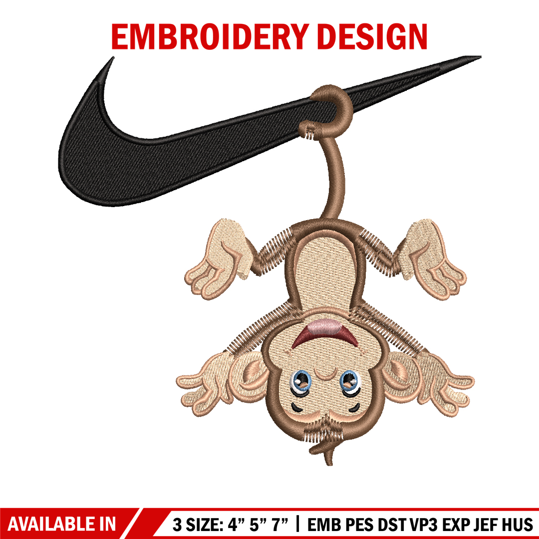 Monkey Nike logo embroidery design, Monkey Nike embroidery, | Inspire ...