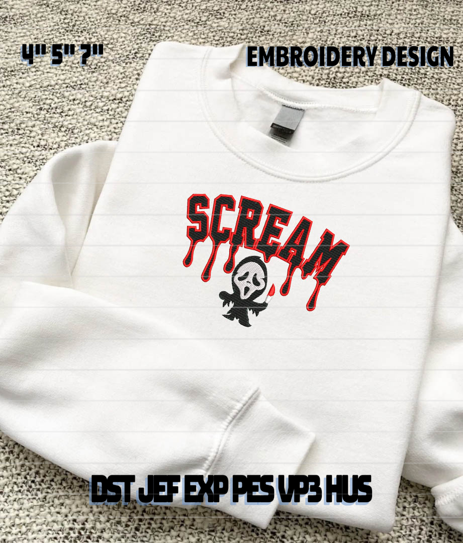 Scream GhoScary Halloween Embroidery Design, Ghost Face Craf | Inspire ...