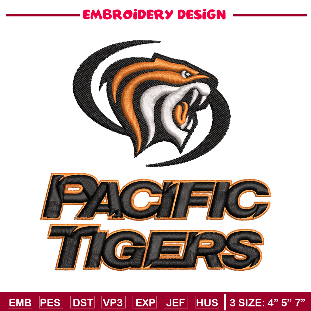 Pacific Tigers embroidery design, Pacific Tigers embroidery, | Inspire ...