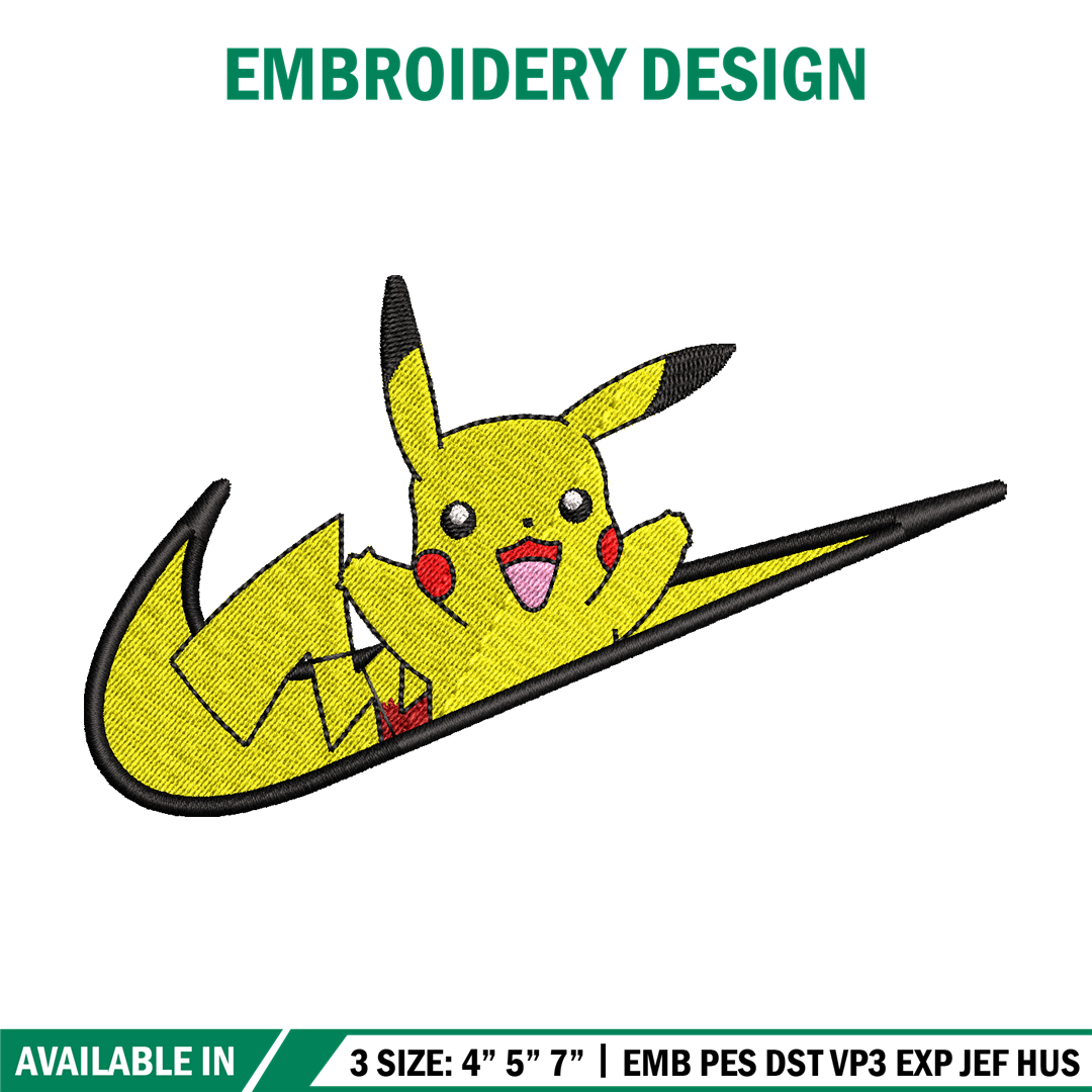 Nike Pikachu embroidery design, Pokemon embroidery, Nike des | Inspire ...