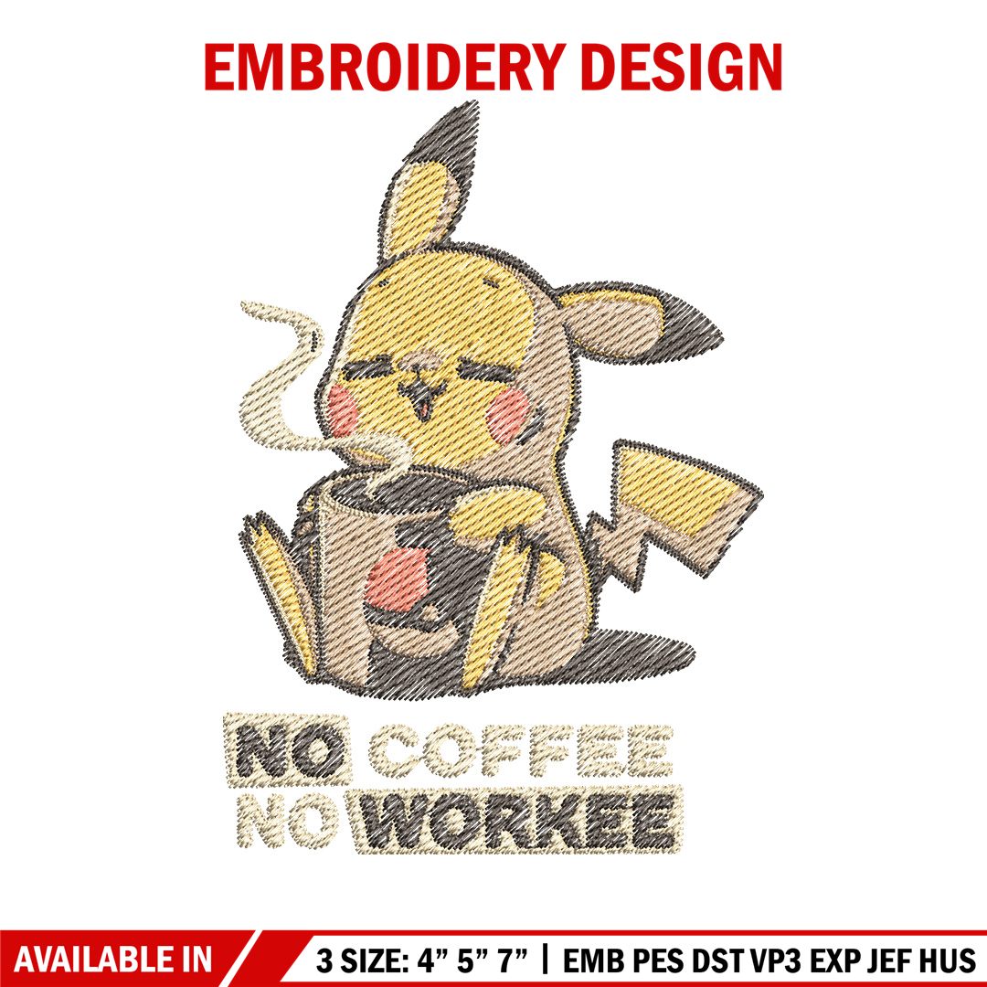 Pika coffee embroidery design, Pokemon embroidery, Anime des | Inspire ...