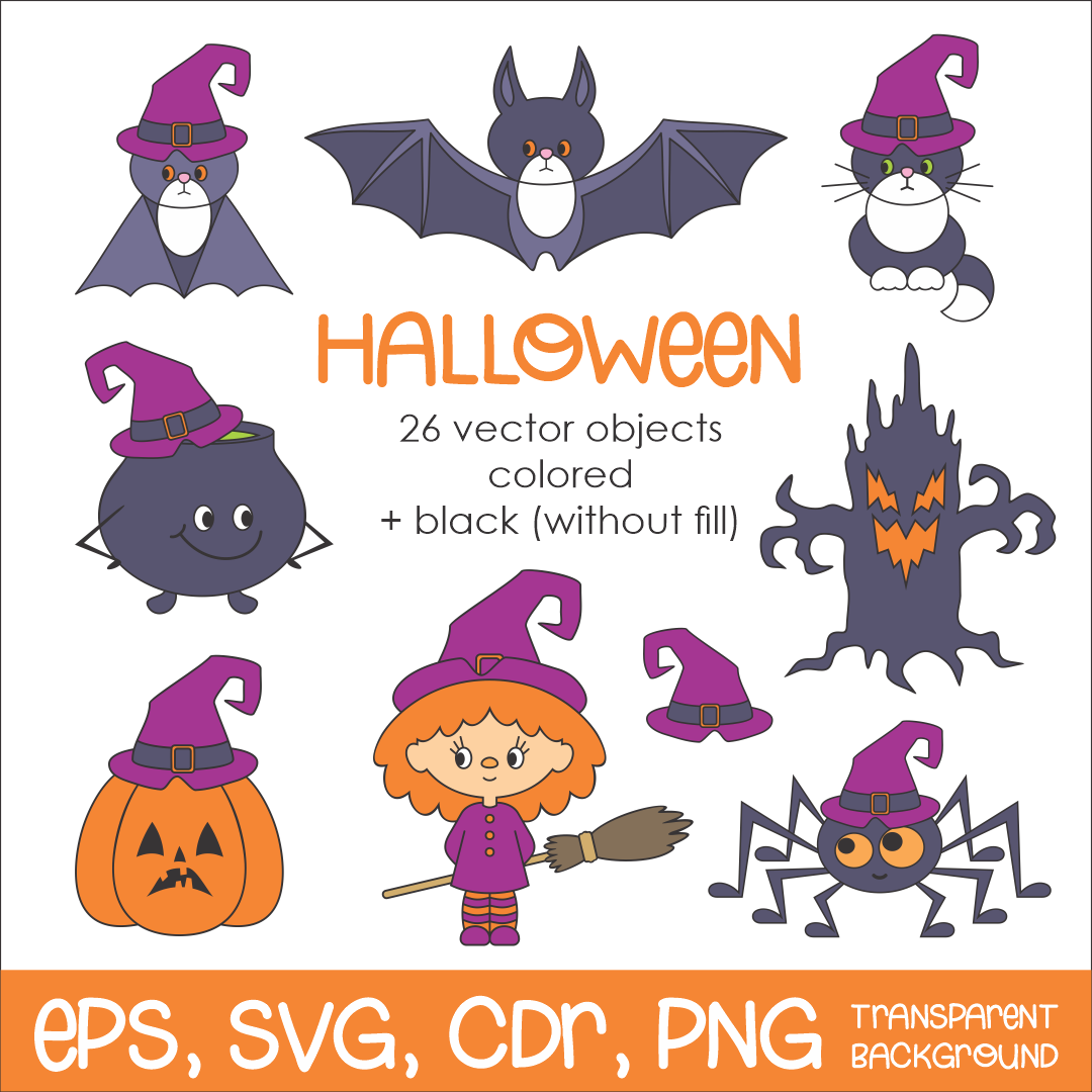 Witch and Black cats illustrations | Halloween vector clipar | Inspire ...