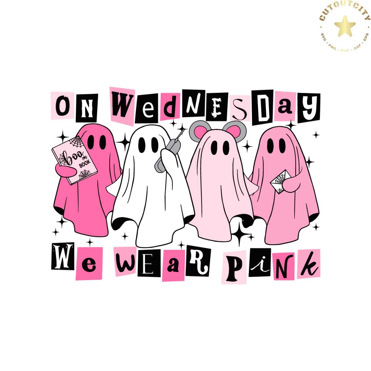 On Wednesday We Wear Pink Mean Girls Ghost SVG Cricut File | Inspire Uplift