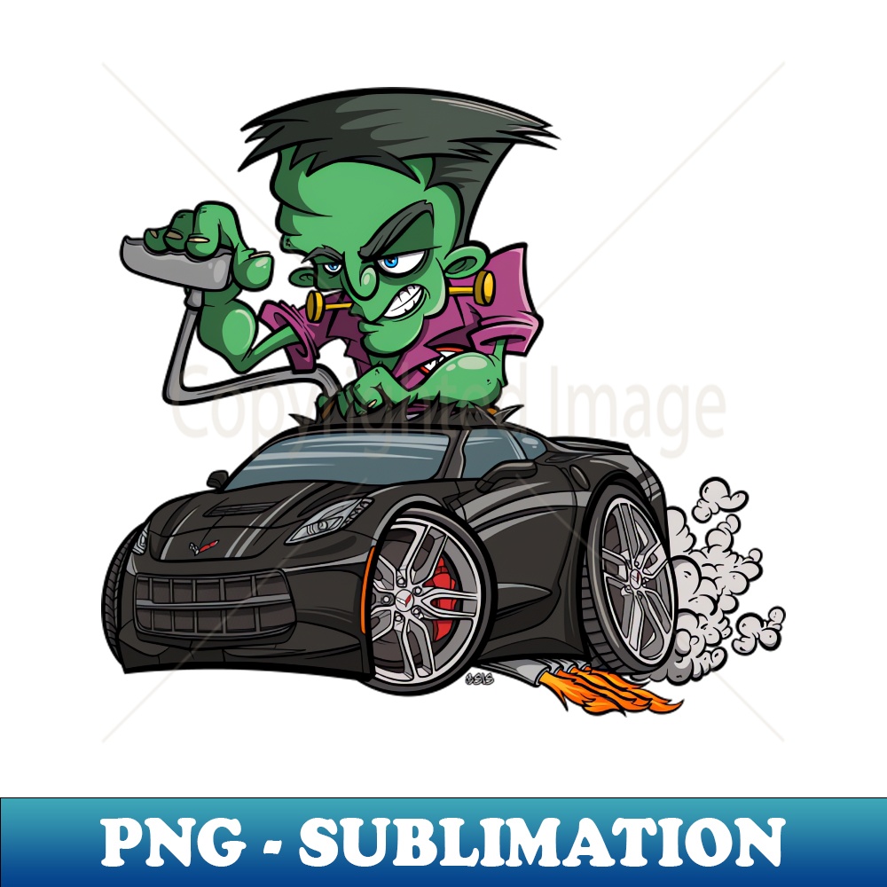 Frankenstein Cartoon Monster - Black C7 Corvette - HQ PNG Tr | Inspire ...