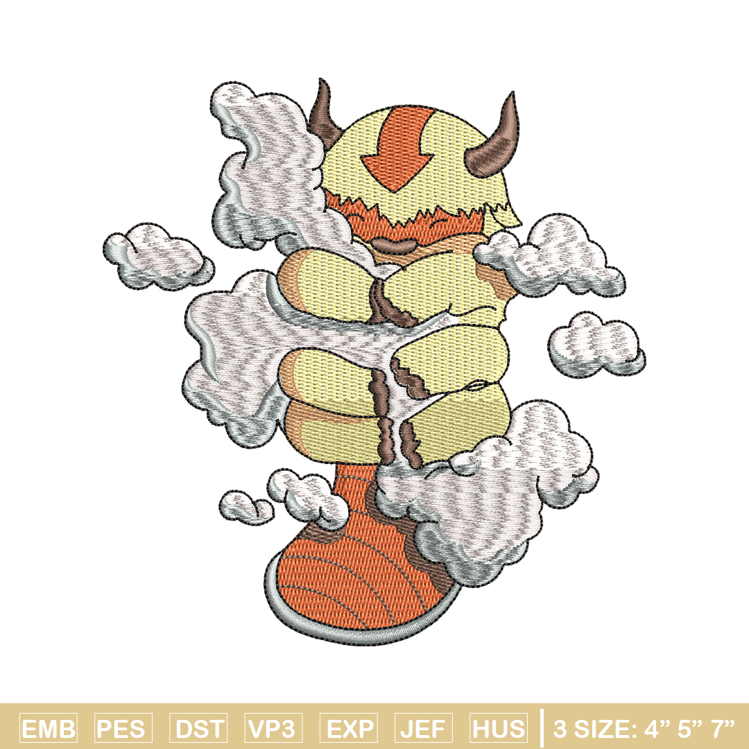 Appa With Clouds embroidery design, Avatar cartoon embroider | Inspire ...