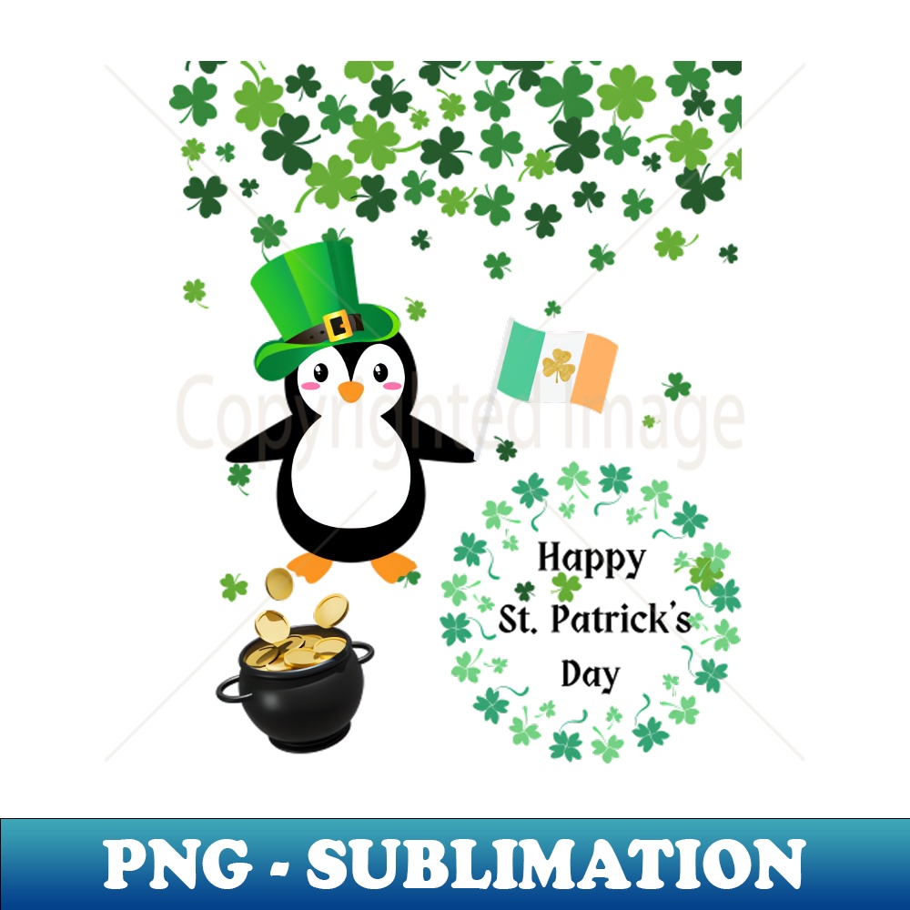 St Patricks Day Penguin - Pot of Gold - Vibrant PNG Sublimat | Inspire ...