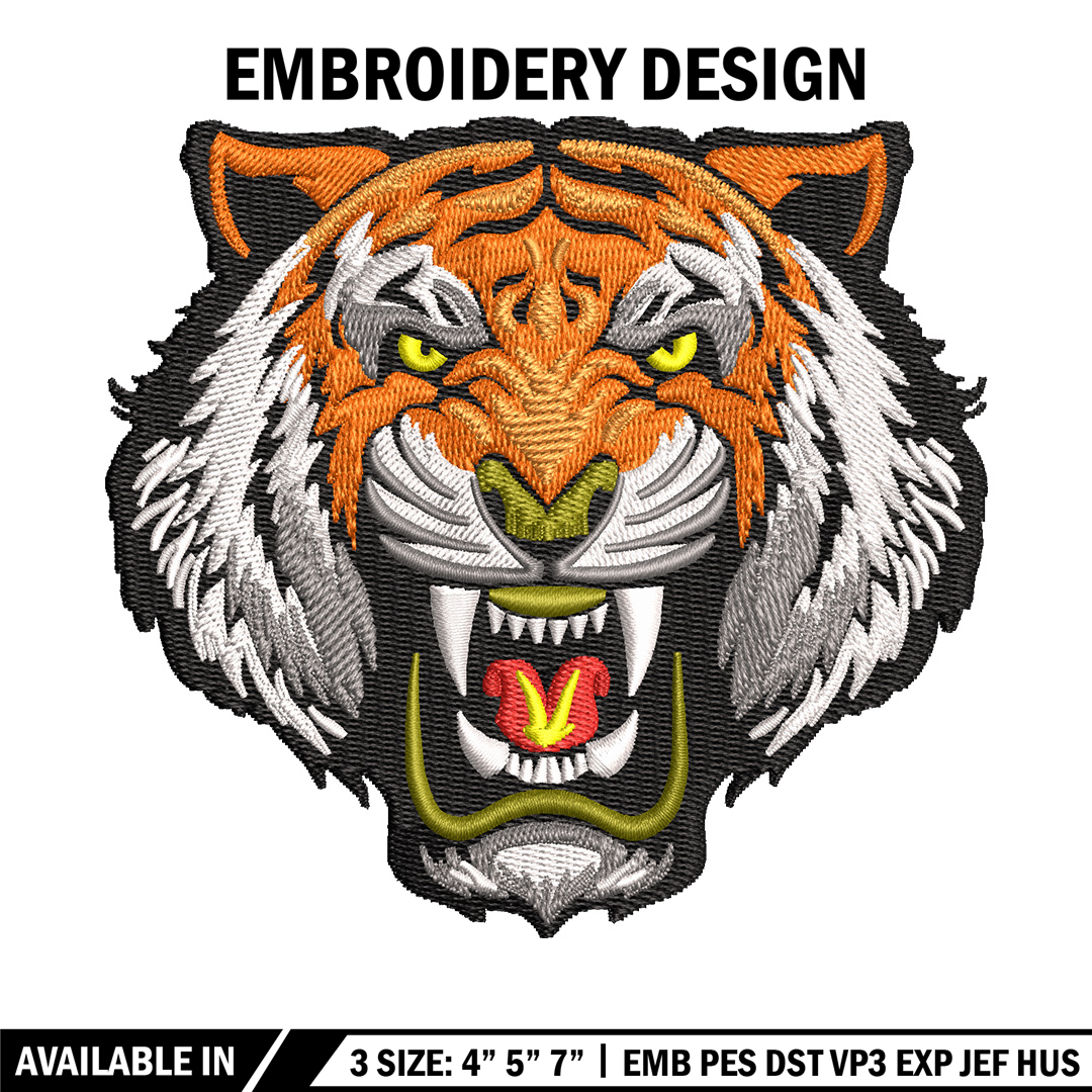 Tiger face embroidery design, Tiger embroidery, Embroidery f | Inspire ...