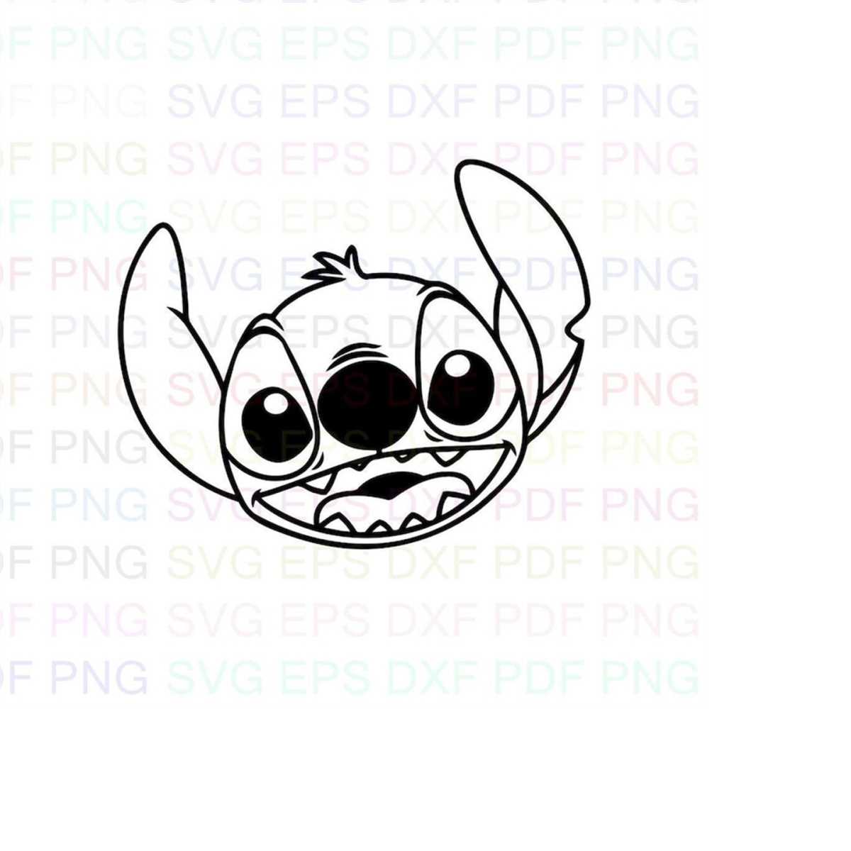 Stitch_Face_Smiling_Lilo_and_Stitch Outline Svg Dxf Eps Pdf - Inspire ...