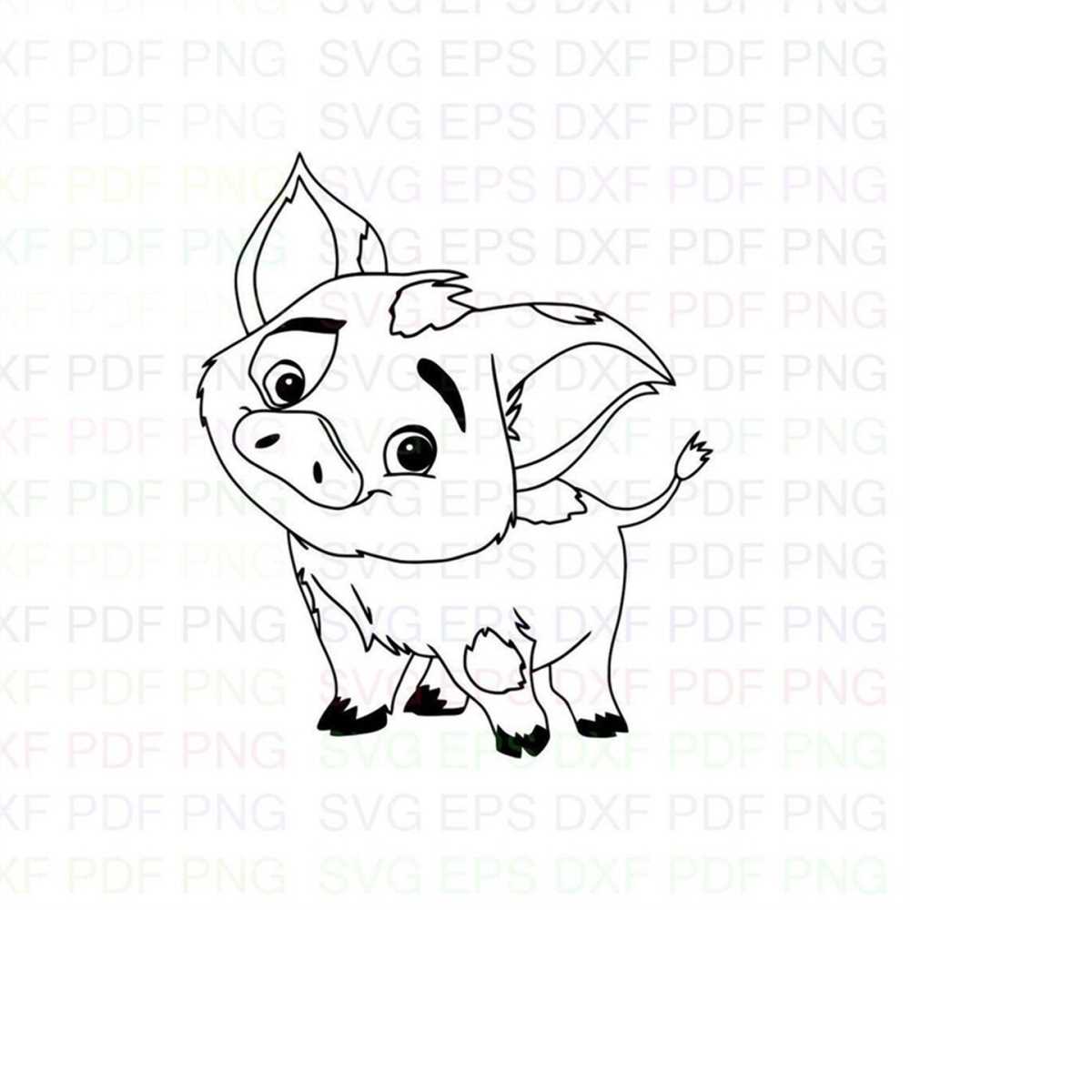 Pua_Moana Outline Svg Dxf Eps Pdf Png, Cricut, Cutting file, - Inspire ...