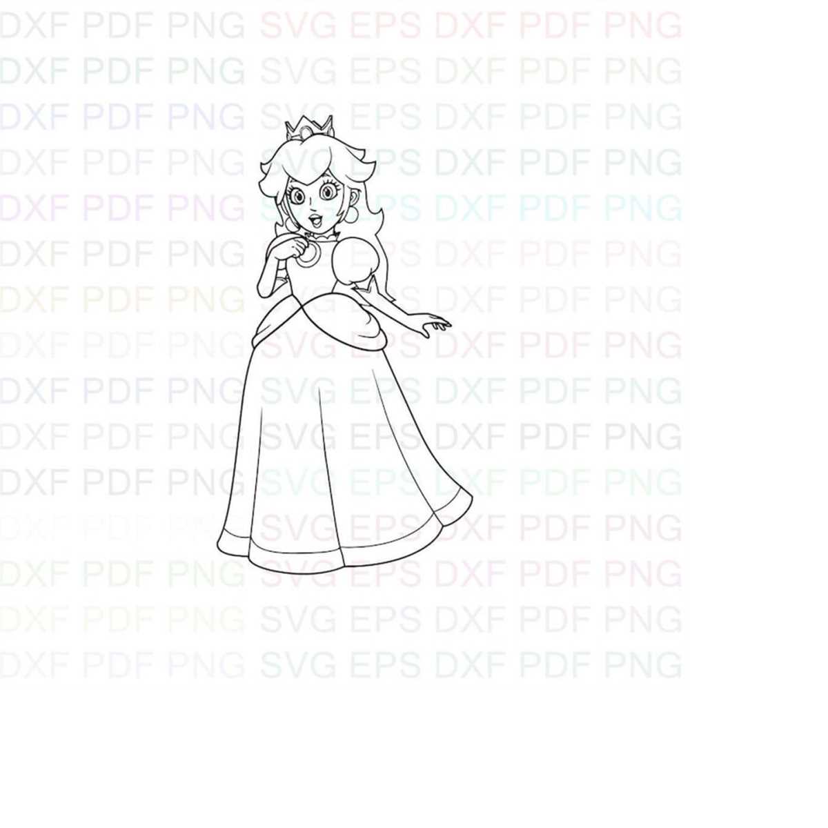 princess_peach_Super_Mario_Bros Outline Svg Dxf Eps Pdf Png, - Inspire ...
