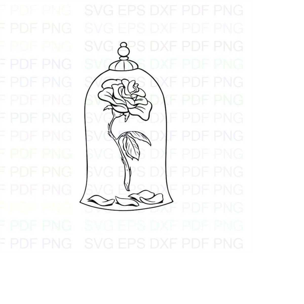 Rose_1_Beauty_and_the_Beast Outline Svg Dxf Eps Pdf Png, Cri - Inspire ...