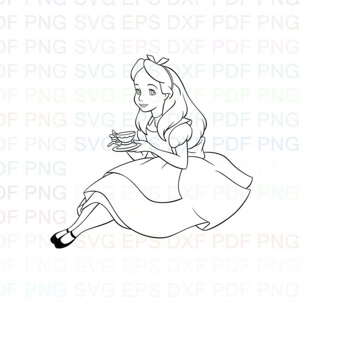 Alice_Wonderland_0017 Outline Svg Dxf Eps Pdf Png, Cricut, C - Inspire ...