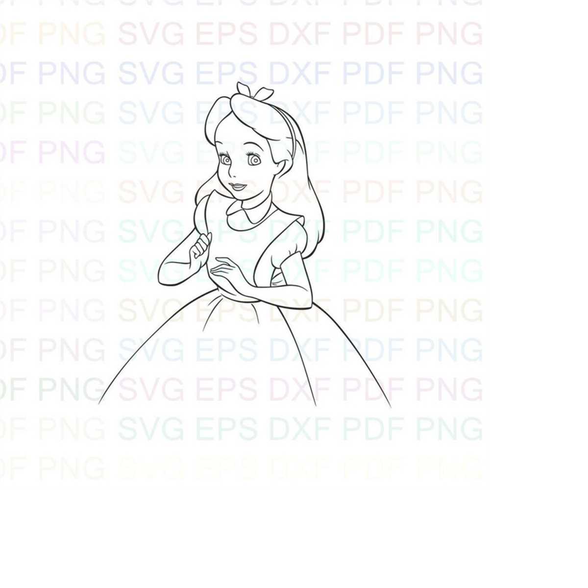 Alice_Wonderland_0016 Outline Svg Dxf Eps Pdf Png, Cricut, C - Inspire ...