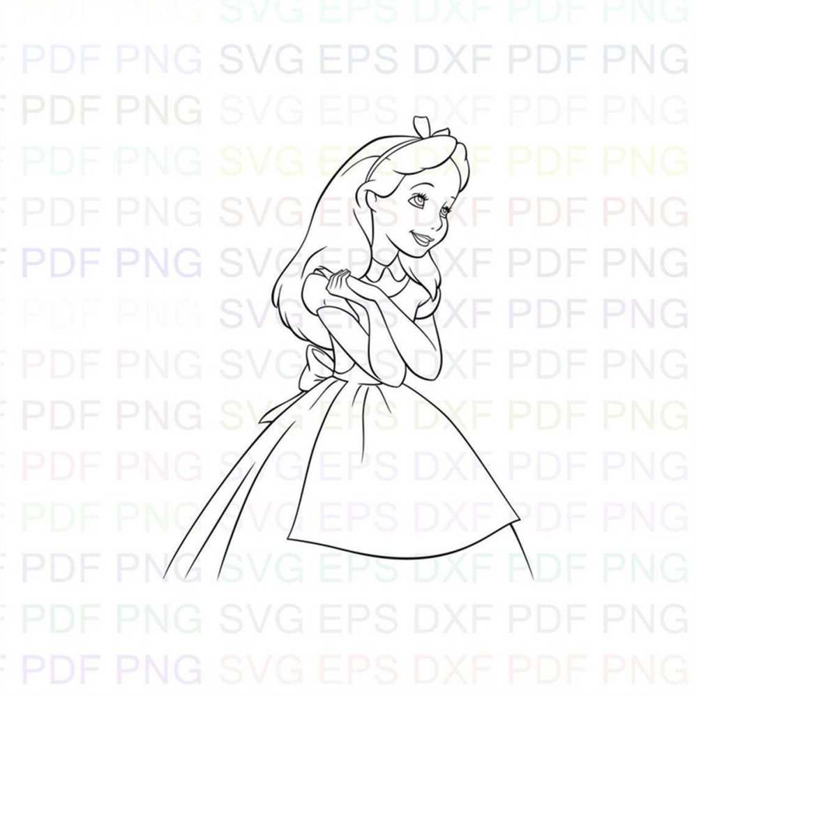 Alice_Wonderland_0015 Outline Svg Dxf Eps Pdf Png, Cricut, C | Inspire ...