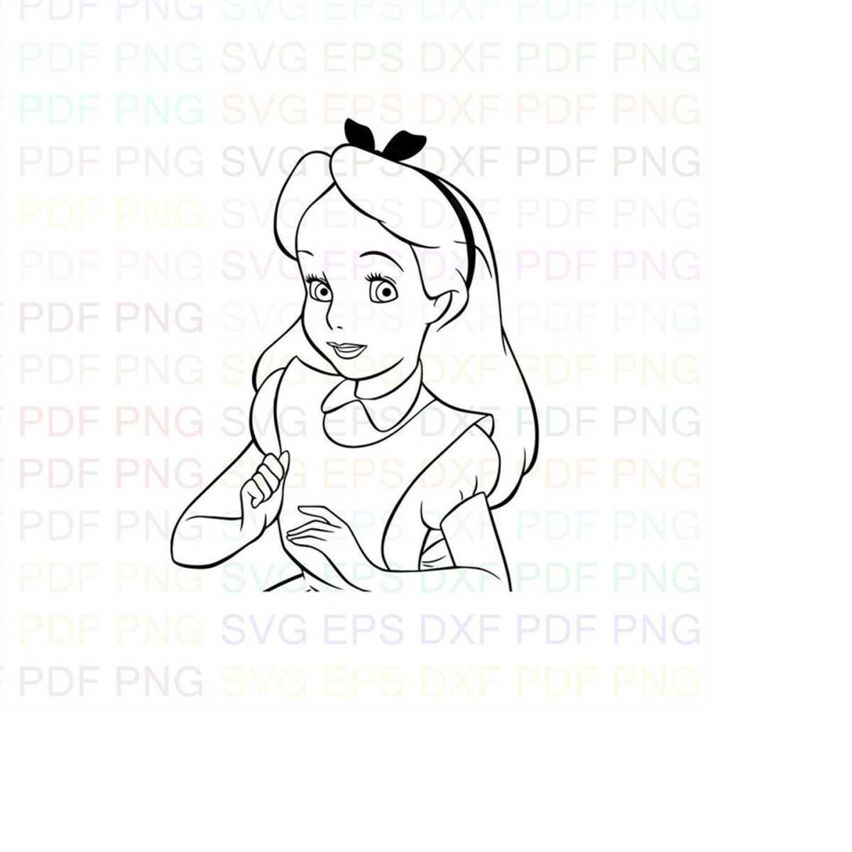 Alice_Wonderland_0031 Outline Svg Dxf Eps Pdf Png, Cricut, C - Inspire ...