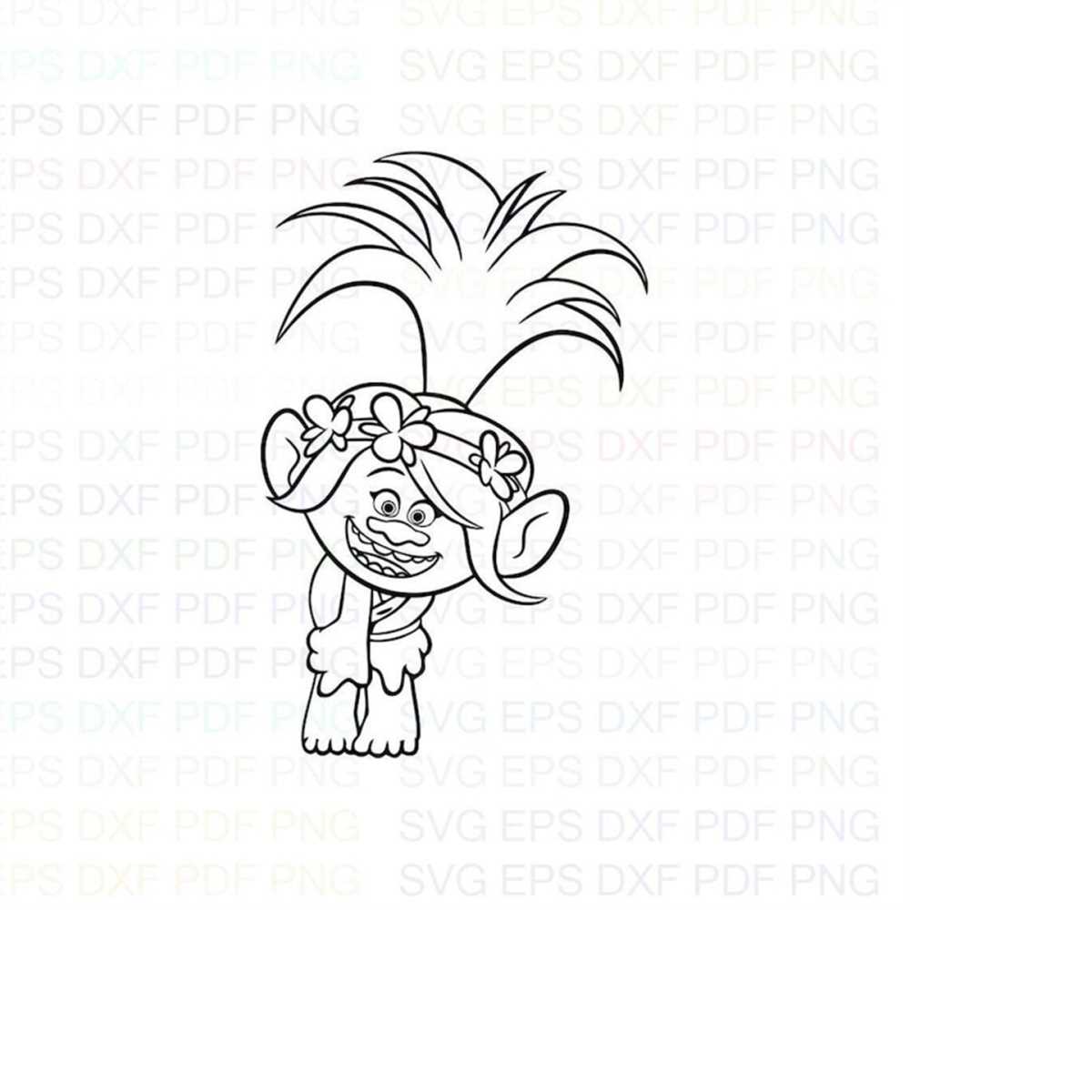 Poppy_bent_Trolls Outline Svg Dxf Eps Pdf Png, Cricut, Cutti - Inspire ...