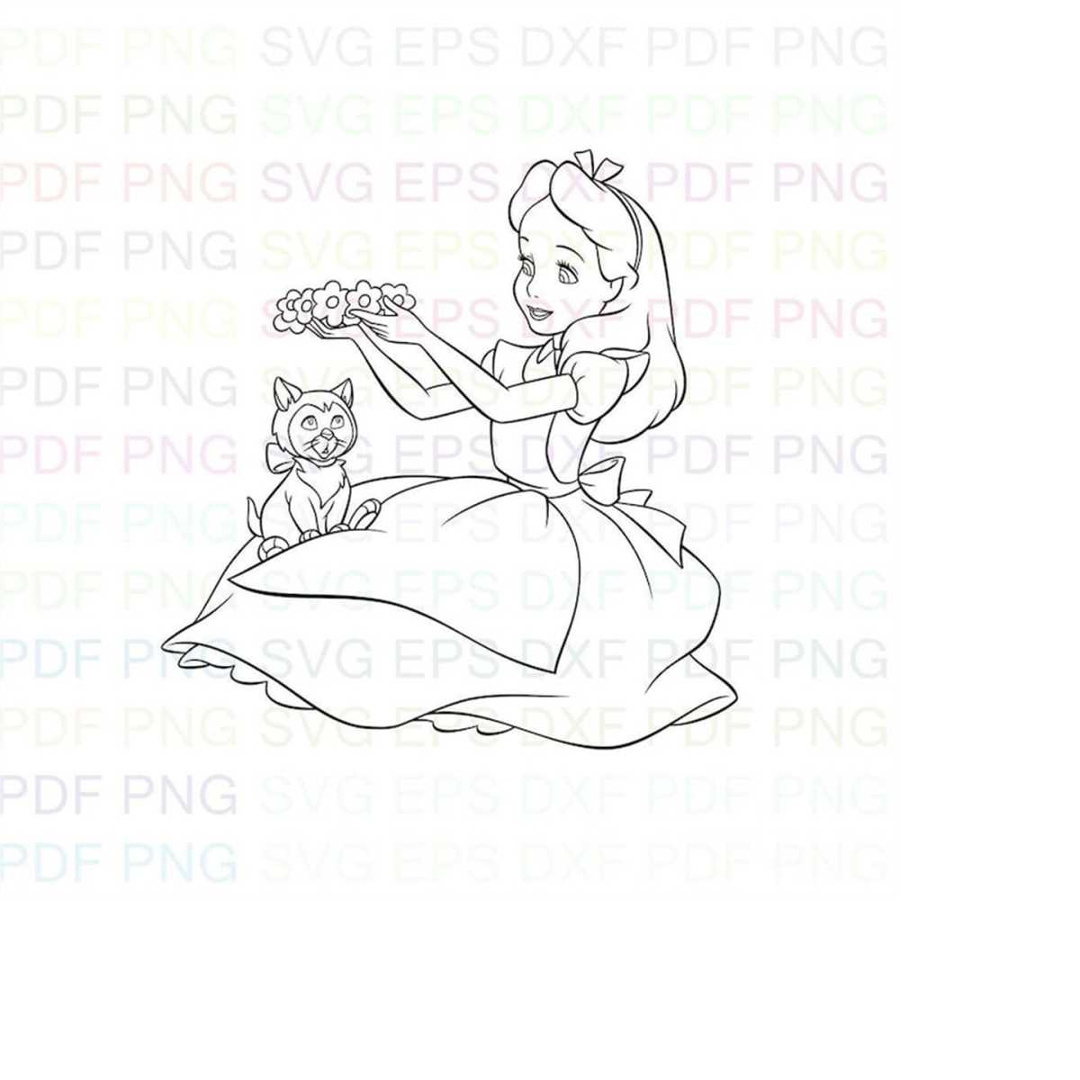 Alice_Wonderland_0019 Outline Svg Dxf Eps Pdf Png, Cricut, C - Inspire ...