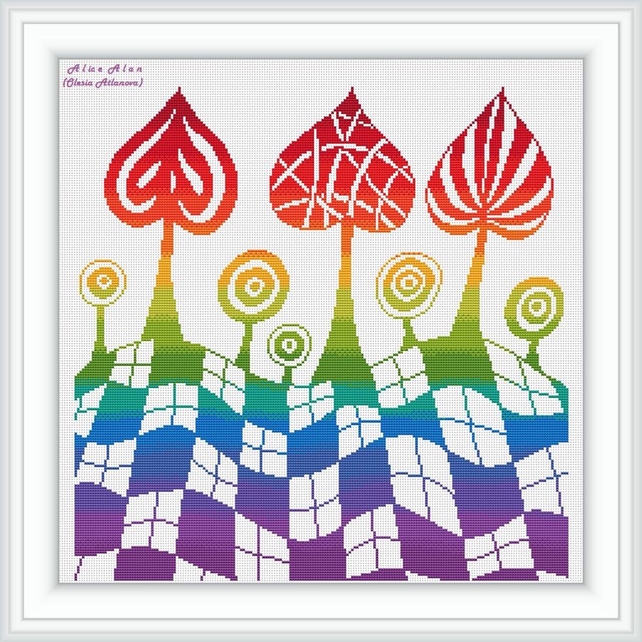 Cross stitch pattern Panel abstract Heart Tree Zentangle | Inspire Uplift