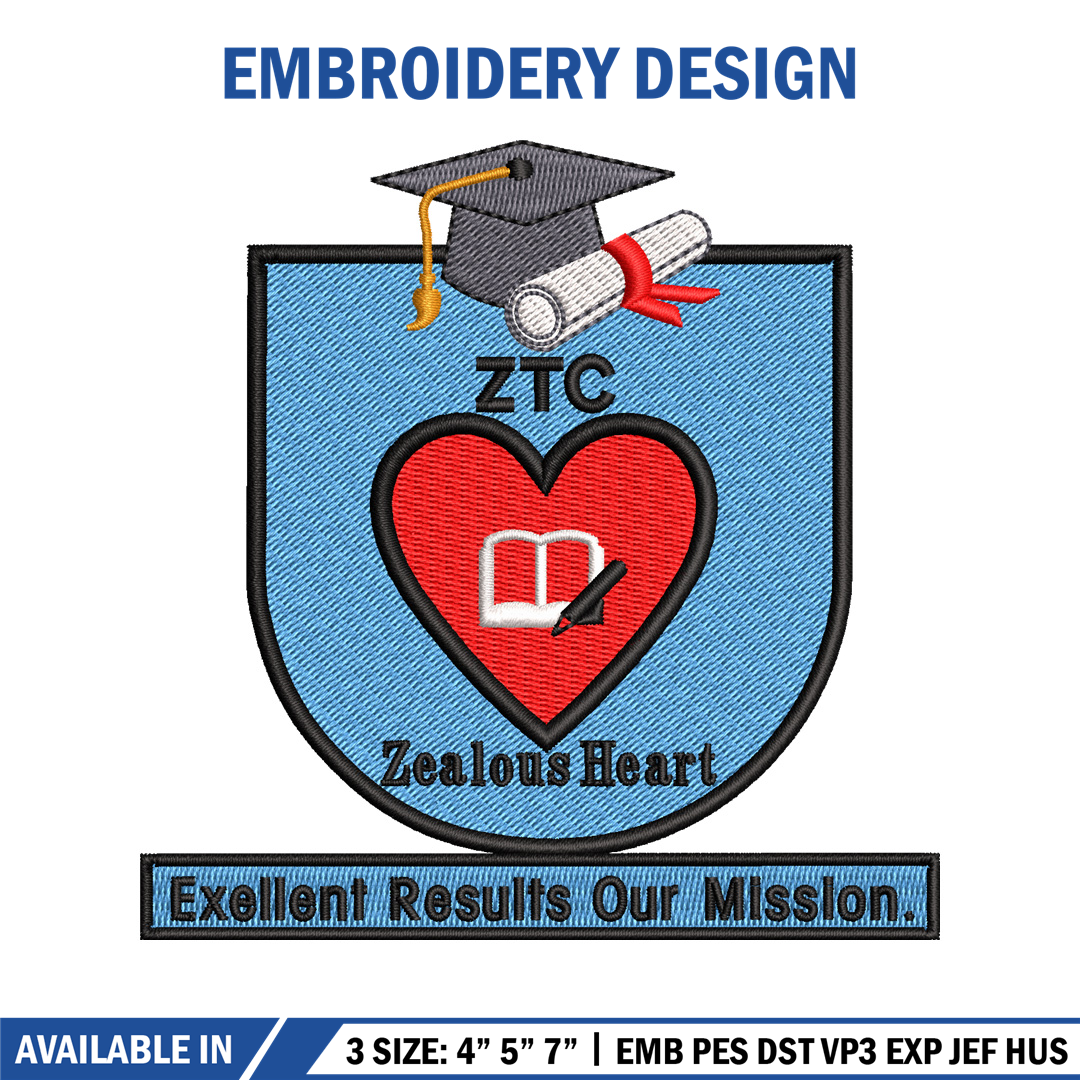 Zealous Tutorial Centre embroidery design, Zealous Tutorial - Inspire Uplift