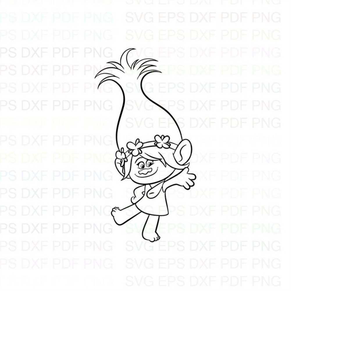 Poppy_Hand_Trolls Outline Svg Dxf Eps Pdf Png, Cricut, Cutti - Inspire ...