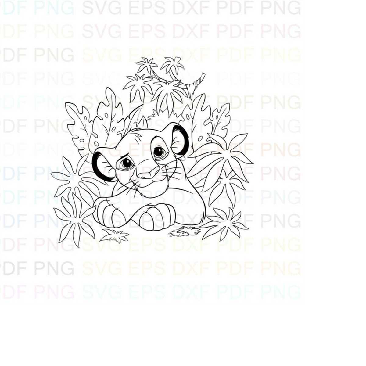 Simba_The_Lion_King_21 Outline Svg Dxf Eps Pdf Png, Cricut, - Inspire ...