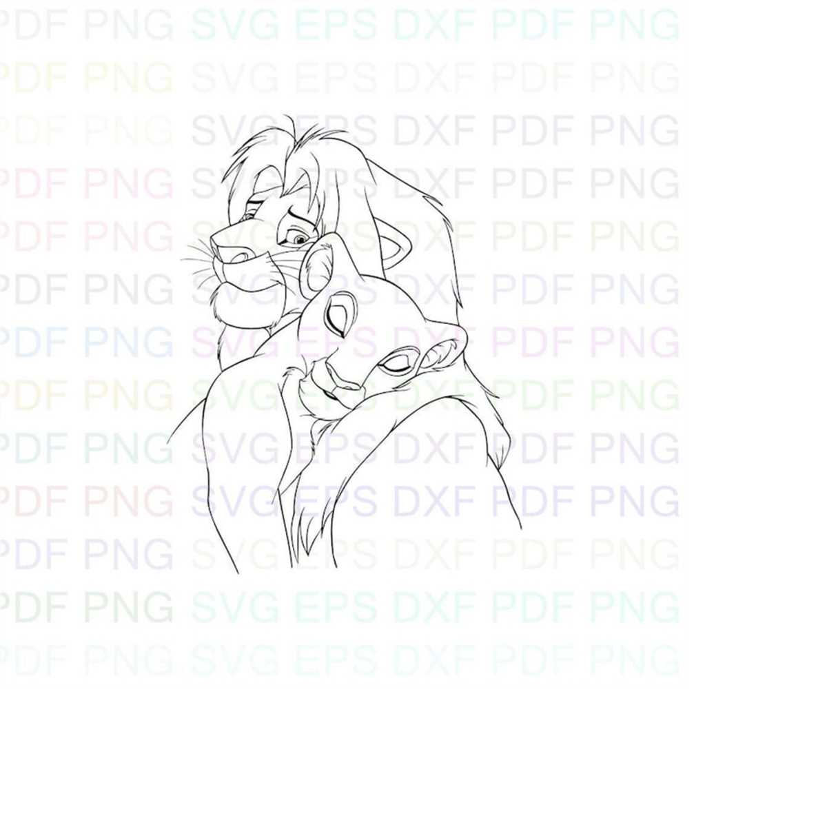 mufasa_and_Nala_the_lion_king_2 Outline Svg Dxf Eps Pdf Png, - Inspire ...