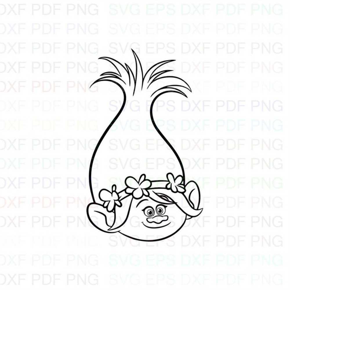 Poppy_Head_Trolls Outline Svg Dxf Eps Pdf Png, Cricut, Cutti - Inspire ...
