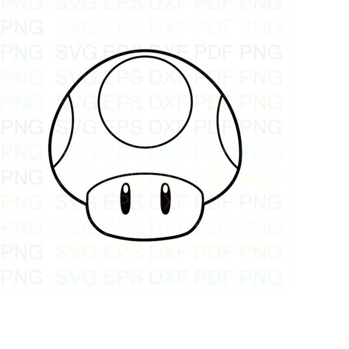 Super_Mario_Mushroom Outline Svg Dxf Eps Pdf Png, Cricut, Cu - Inspire ...