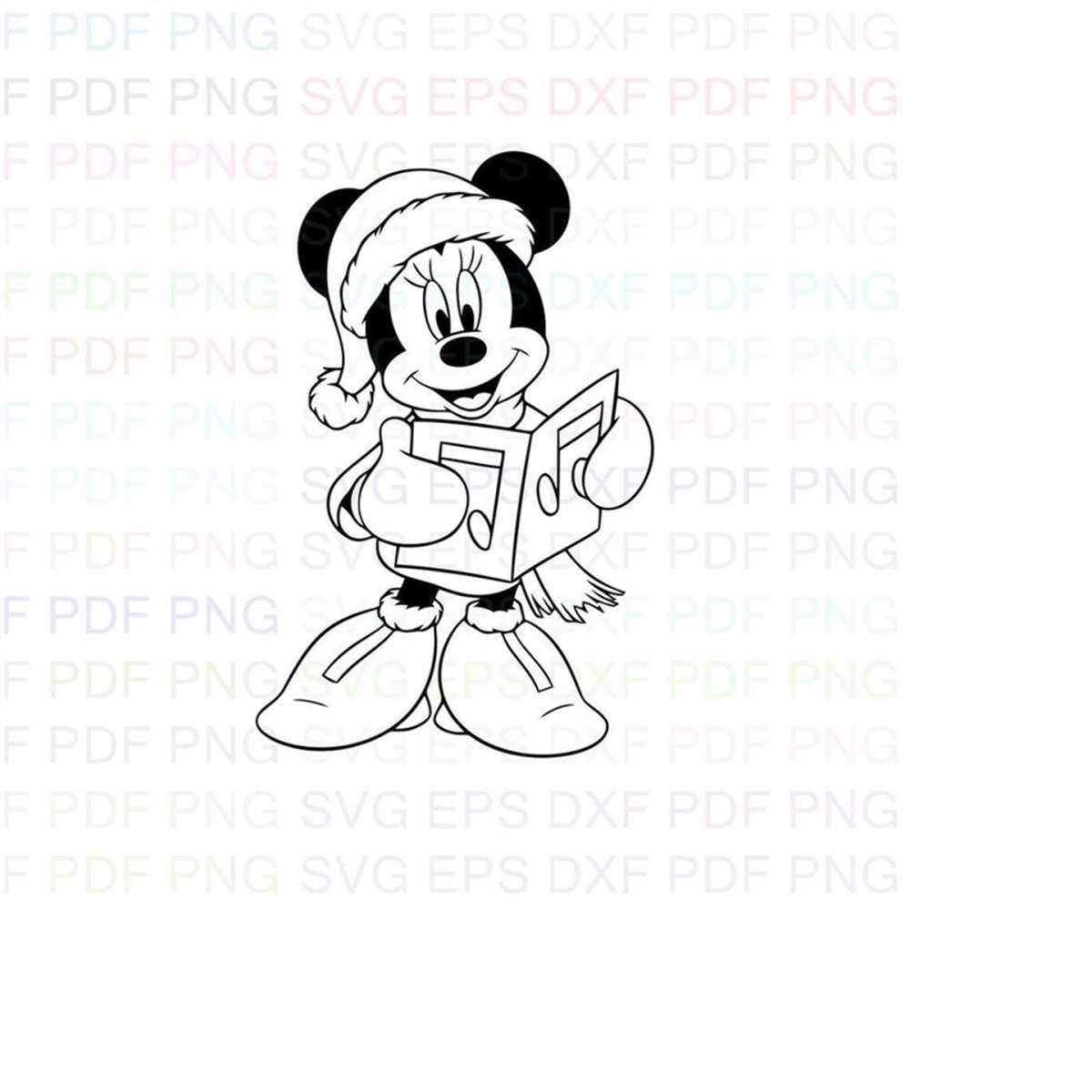 Minnie_Carols_Christmas_Mickey_Mouse Outline Svg Dxf Eps Pdf - Inspire ...