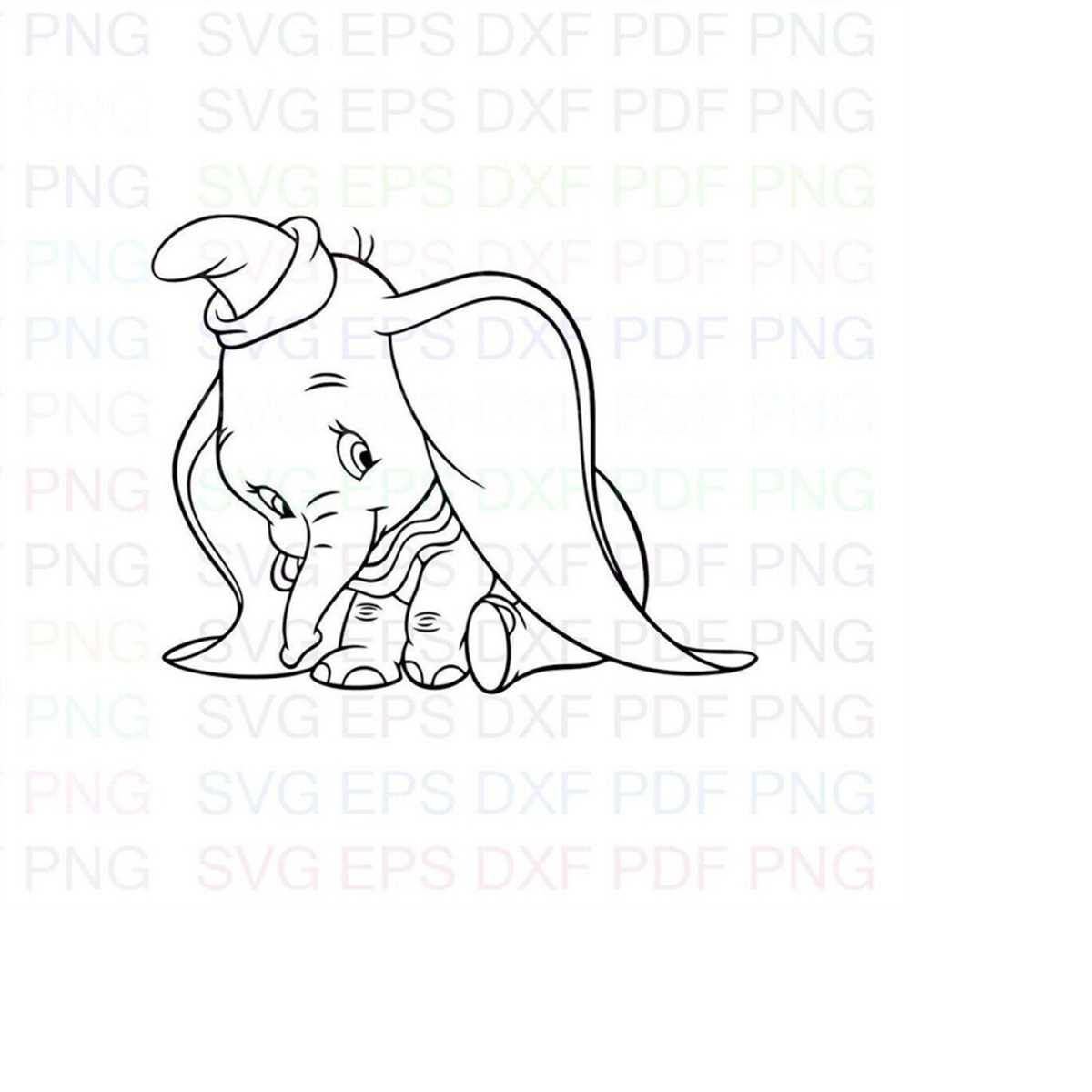 Dumbo_Baby_Elephant Outline Svg Dxf Eps Pdf Png, Cricut, Cut - Inspire ...