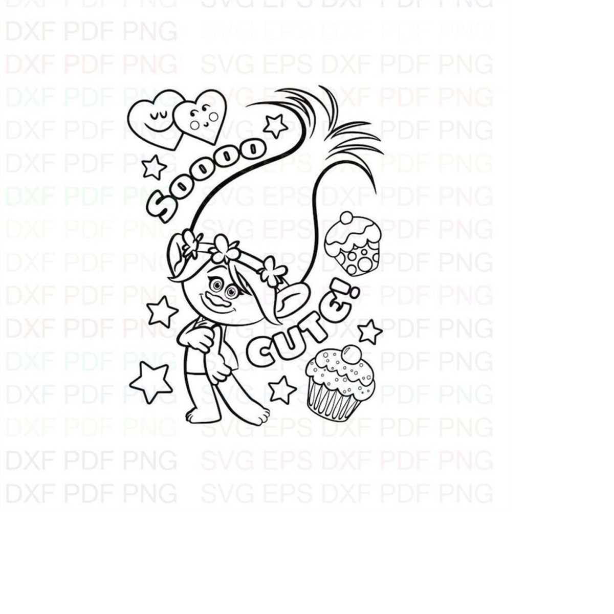 Poppy_So_Cute_Trolls Outline Svg Dxf Eps Pdf Png, Cricut, Cu - Inspire ...