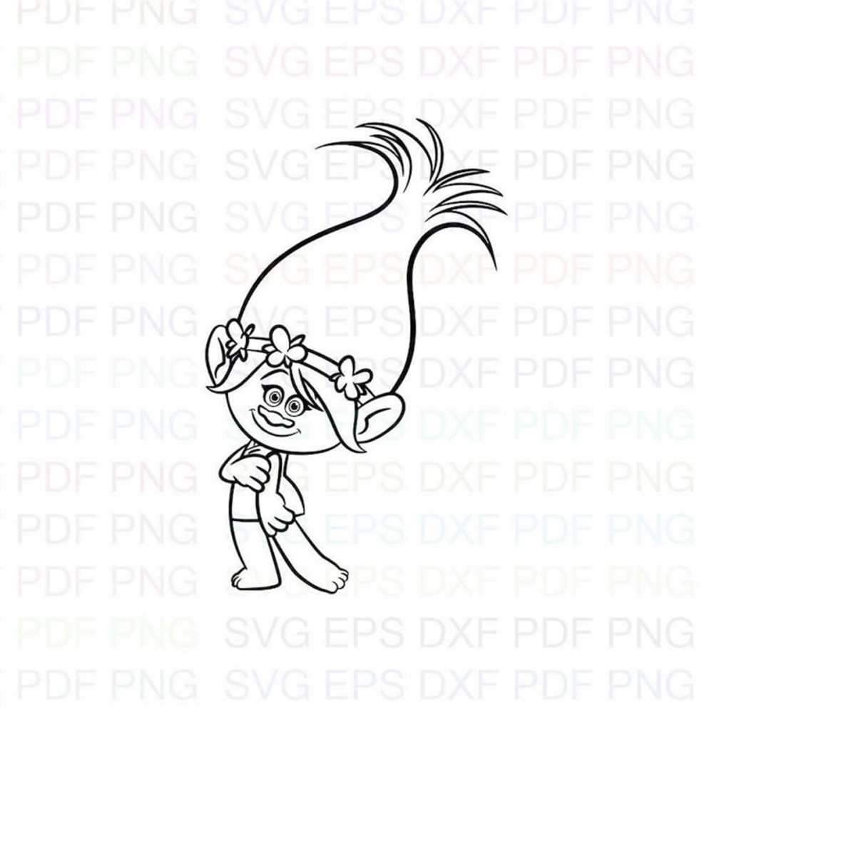 Poppy_Smile_Trolls Outline Svg Dxf Eps Pdf Png, Cricut, Cutt - Inspire ...
