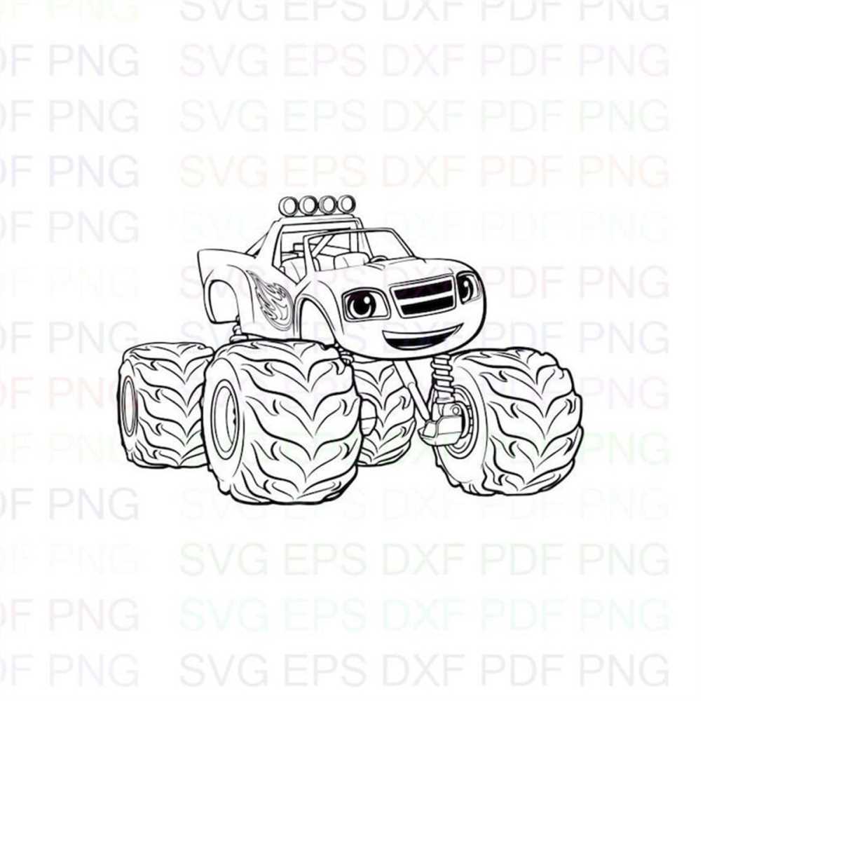 Blaze_Monster_Machines Outline Svg Dxf Eps Pdf Png, Cricut, - Inspire ...