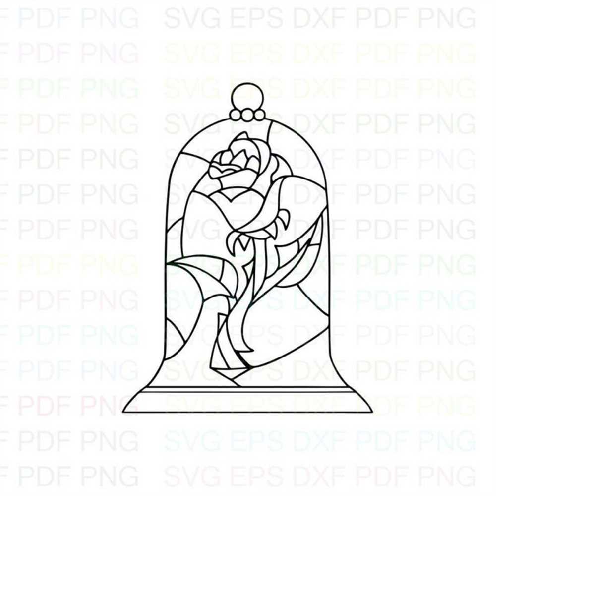 Rose_Beauty_and_the_Beast Outline Svg Dxf Eps Pdf Png, Cricu - Inspire ...