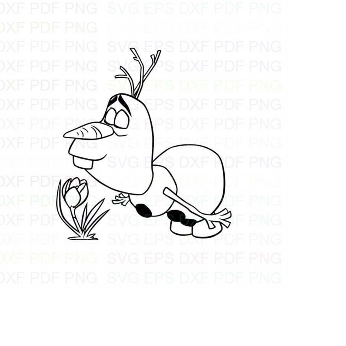 Olaf_flower_Frozen Outline Svg Dxf Eps Pdf Png, Cricut, Cutt - Inspire ...