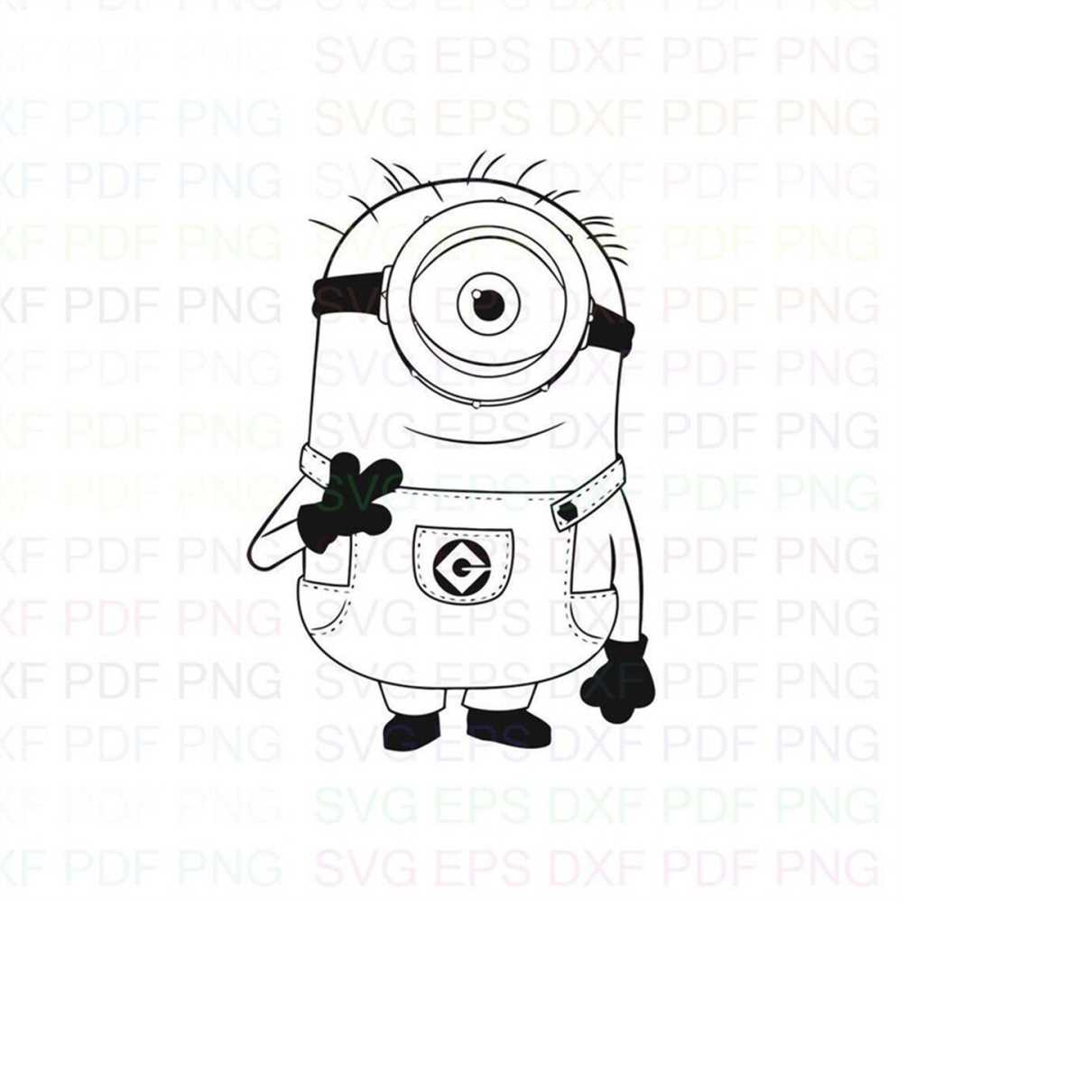 Stuart_the_Minion_Despicable_Me Outline Svg Dxf Eps Pdf Png, - Inspire ...