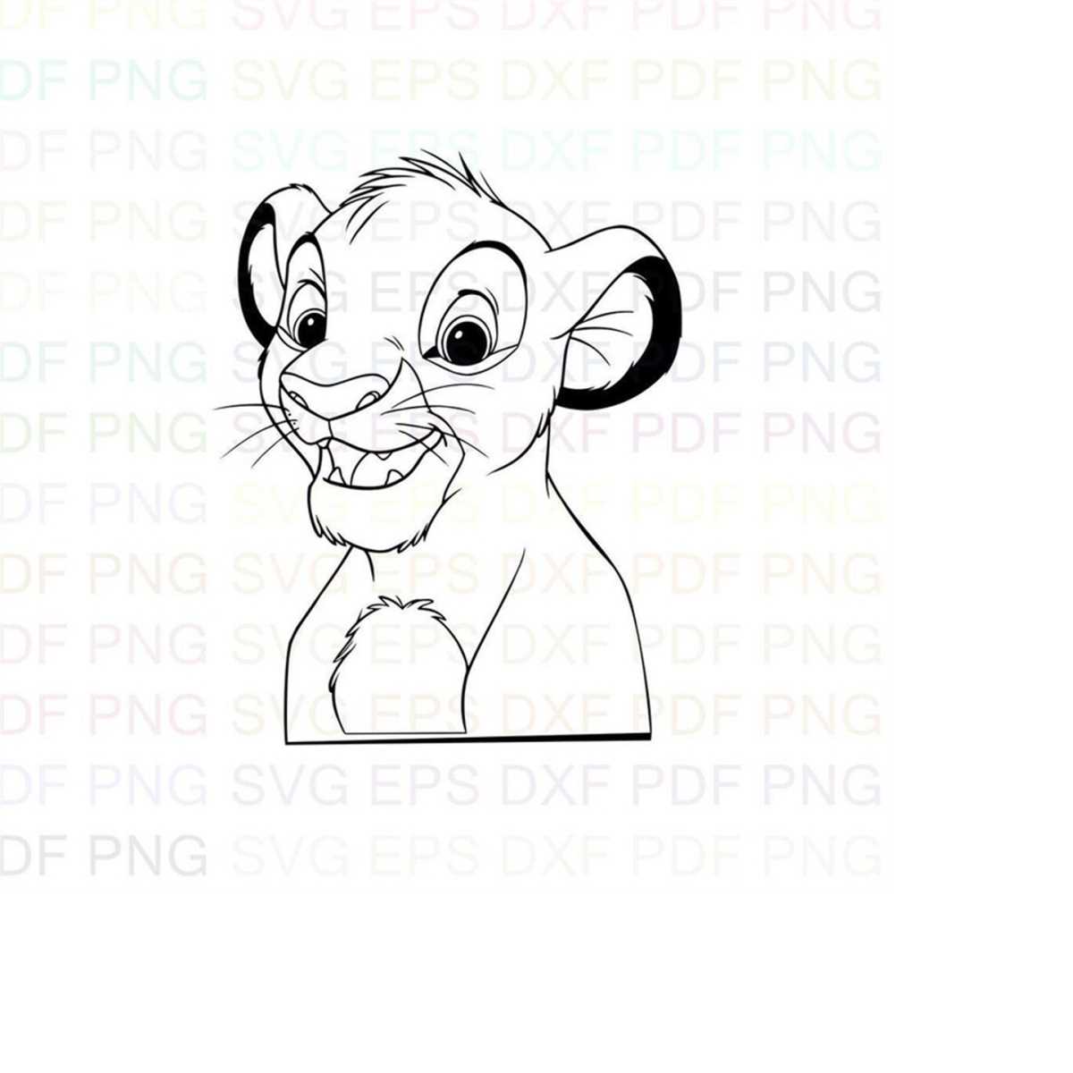 Simba_The_Lion_King_14 Outline Svg Dxf Eps Pdf Png, Cricut, - Inspire ...