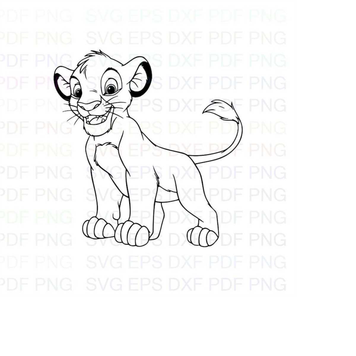 Simba_The_Lion_King_3 Outline Svg Dxf Eps Pdf Png, Cricut, C - Inspire ...