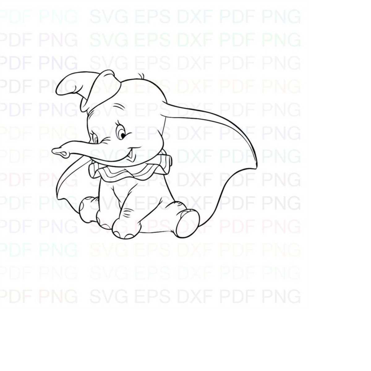 Dumbo_Baby_Elephant_3 Outline Svg Dxf Eps Pdf Png, Cricut, C - Inspire ...