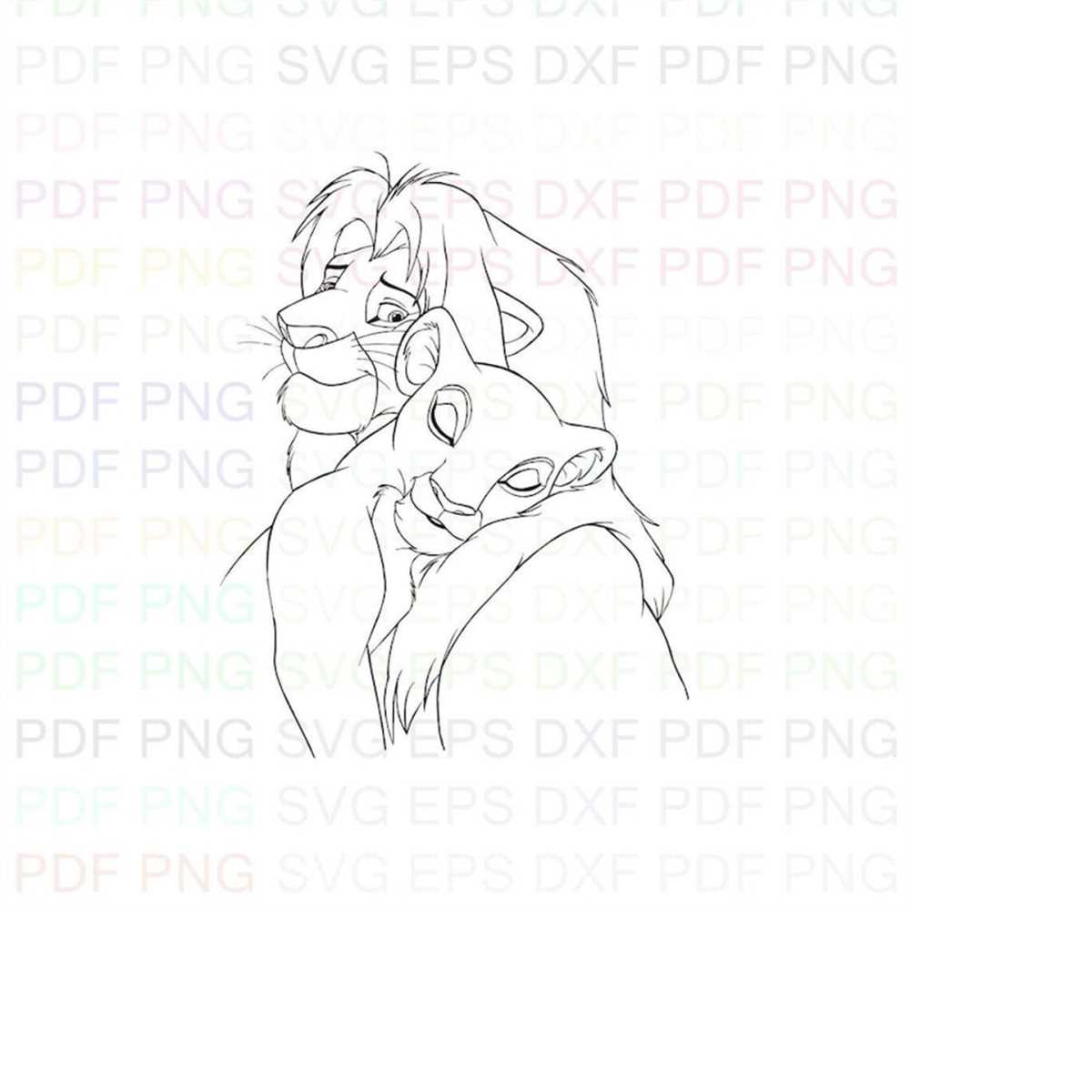 mufasa_and_baby_simba_the_lion_king_5 Outline Svg Dxf Eps Pd - Inspire ...