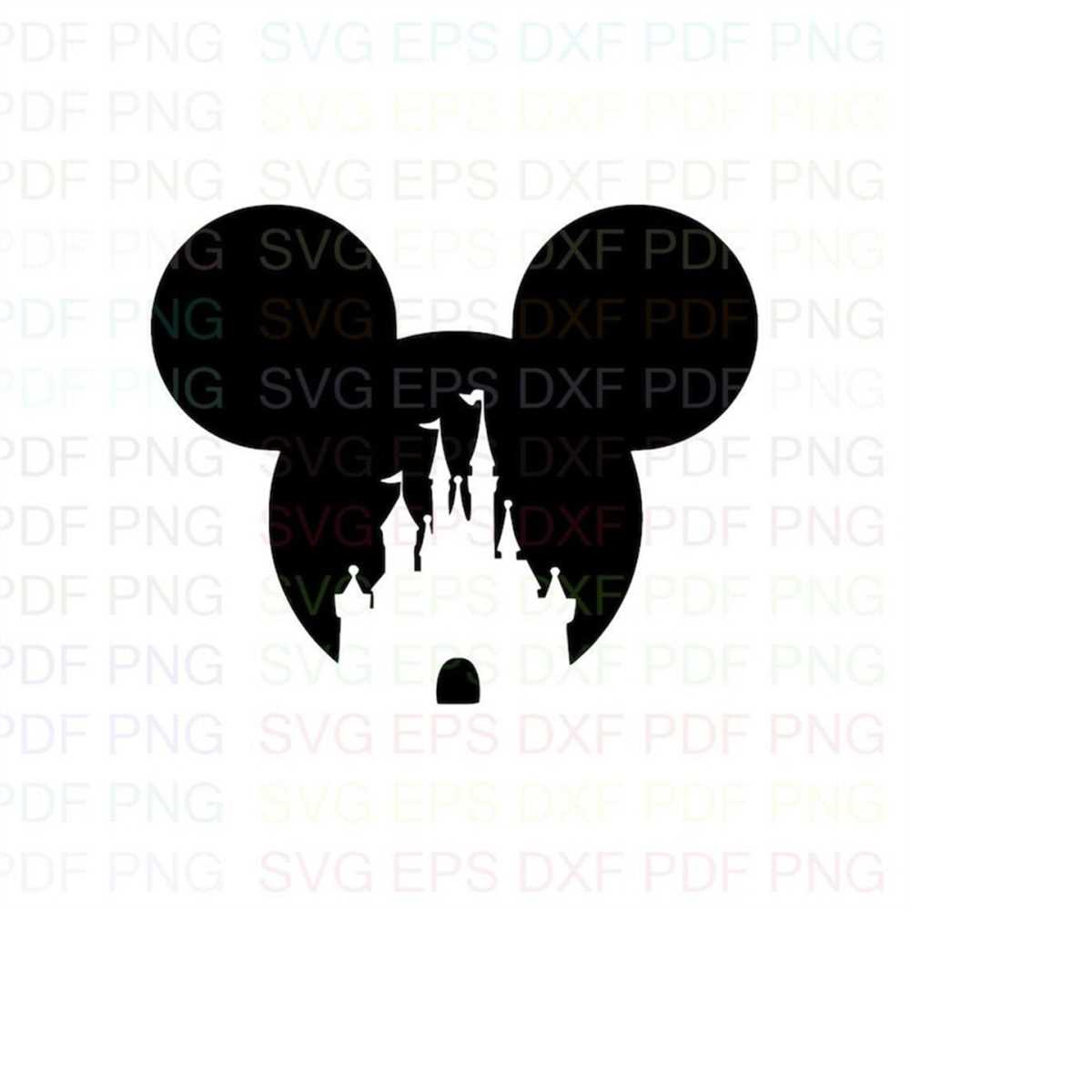 Mickey_mouse_head_Disney_Castle Outline Svg Dxf Eps Pdf Png, - Inspire ...