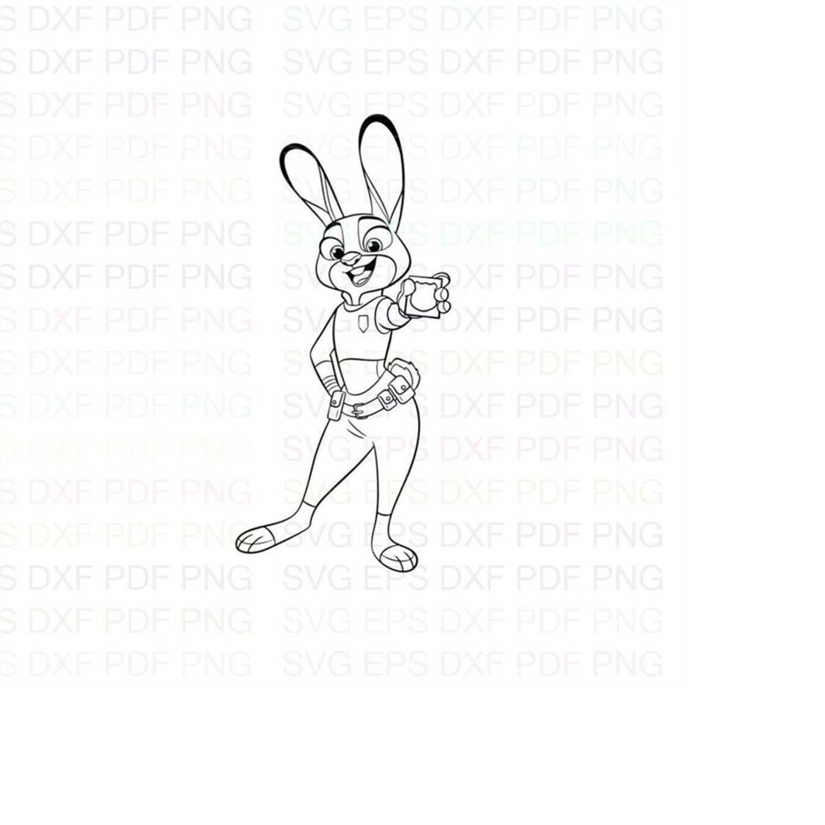 Judy_Hopps_Zootopia Outline Svg Dxf Eps Pdf Png, Cricut, Cut - Inspire ...