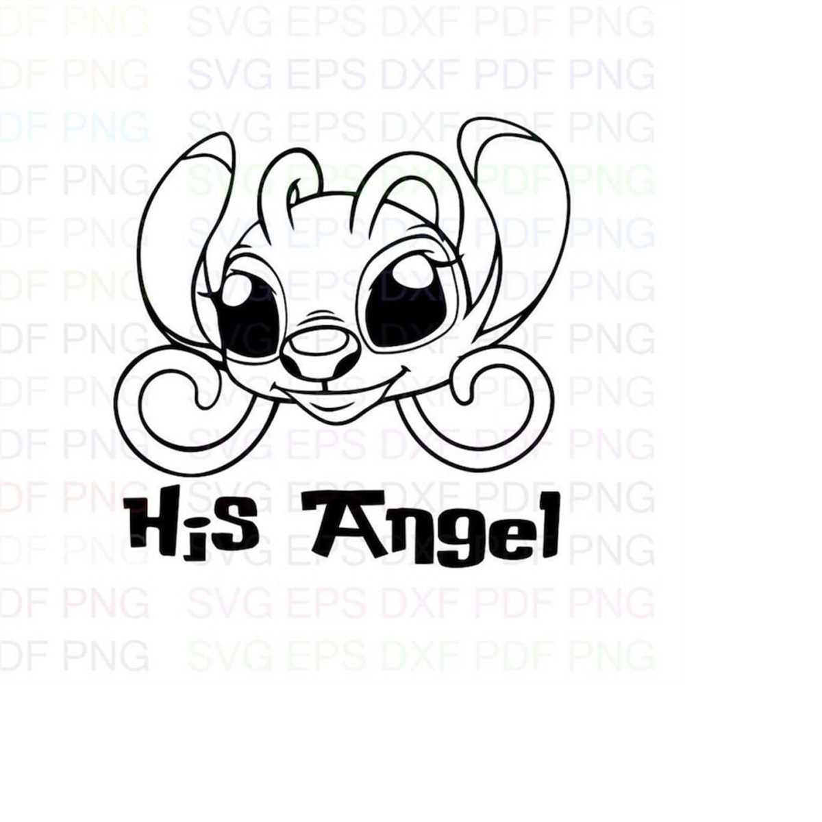 His_Angel_Lilo_and_Stitch Outline Svg Dxf Eps Pdf Png, Cricu - Inspire ...