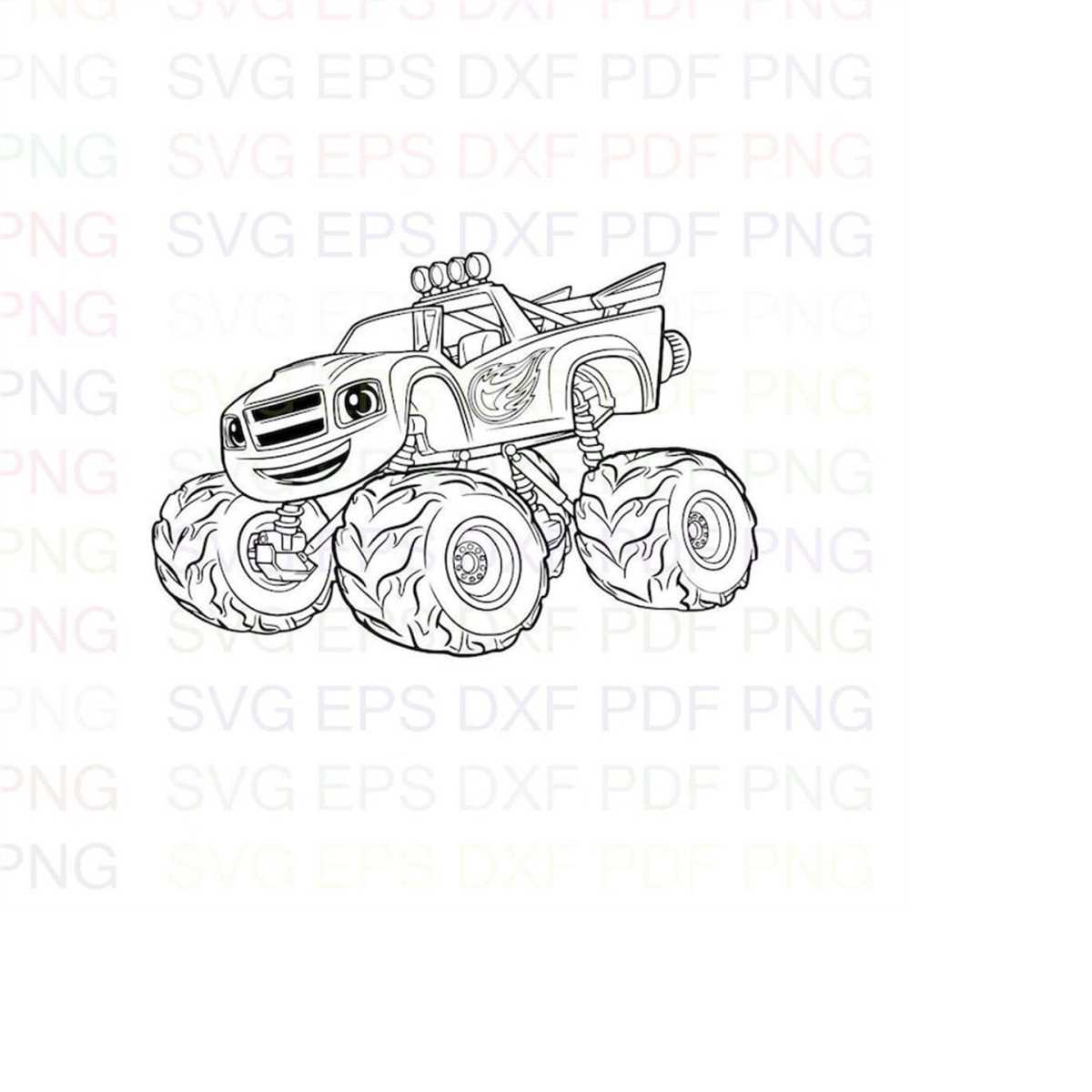 Blaze_1_Monster_Machines Outline Svg Dxf Eps Pdf Png, Cricut - Inspire ...