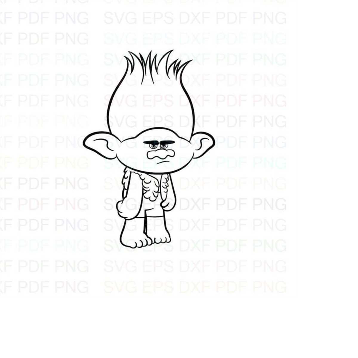 Branch_Moody_Trolls Outline Svg Dxf Eps Pdf Png, Cricut, Cut - Inspire ...