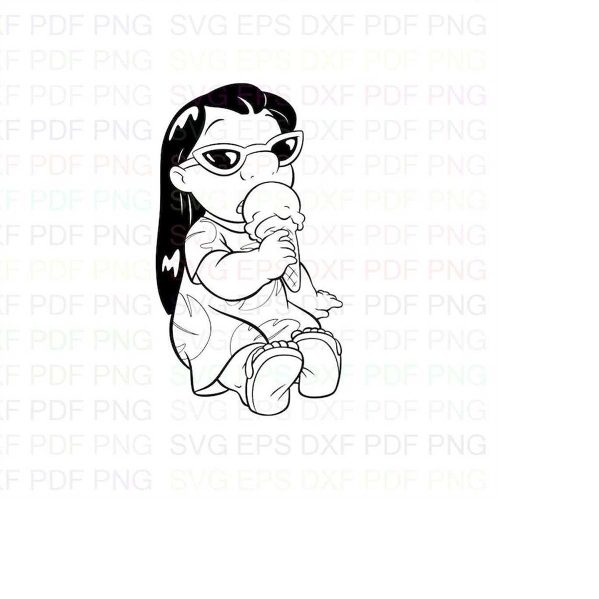 Lilo_Ice_Cream_Lilo_and_Stitch Outline Svg Dxf Eps Pdf Png, - Inspire ...