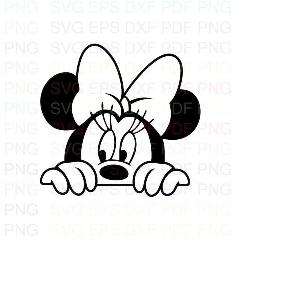 Minnie_peeking_2_Mickey_Mouse Outline Svg Dxf Eps Pdf Png, C - Inspire ...