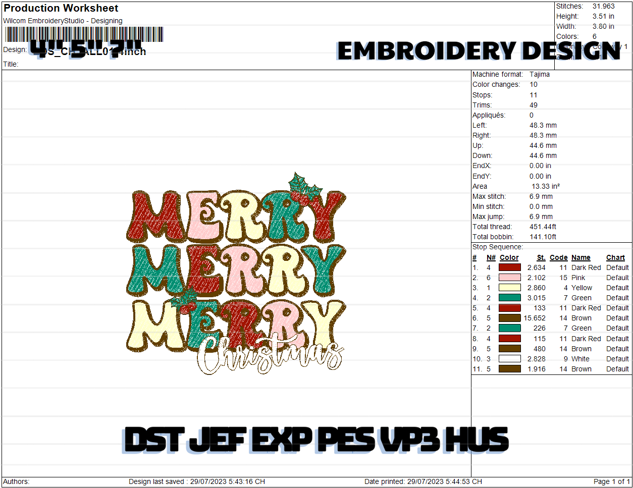 Retro Christmas Season Embroidery Machine Design, Merry Chri | Inspire ...
